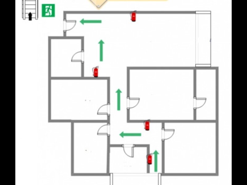 Plan de evacuare in caz de incendiu pentru birou Vand P - anuntul.ro